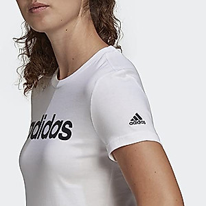 adidas womens Linear T-Shirt White/Black Large