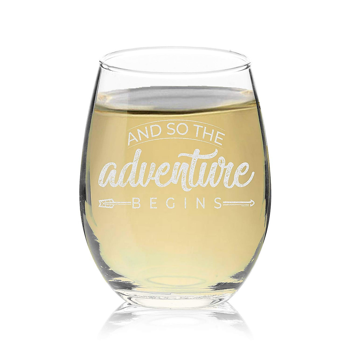 Veracco And So The Adventure Begins Stemless Wine Glass Funny BirthdayGift For Someone Who Loves Drinking Bachelor Party Favors (Clear, Glass)