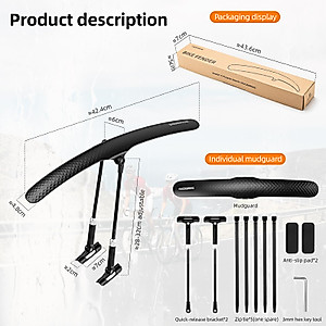 ROCKBROS Road Bike Fender - Quick Release Lightweight Road Bicycle Fender for 700C Bikes - Adjustable and Easy to Install Rear Or Front Bike Mud Guard