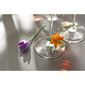 Trudeau Duo Tone Floral Wine Charms, Set of 12