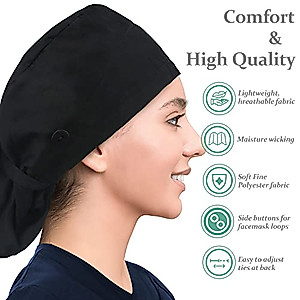 IRIS CRAFT Adjustable Working Cap with Button, Satin-Lined Cotton Working Hat Sweatband, Elastic Bandage Tie Back Hats for Women & Men, One Size, Daisy Green with Satin-Lined