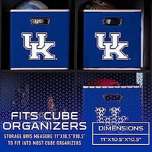 Franklin Sports NCAA Kentucky Wildcats Collapsible Storage Bin - Made to Fit Storage Bin Shelf Organizers - 10.5" x 10.5"