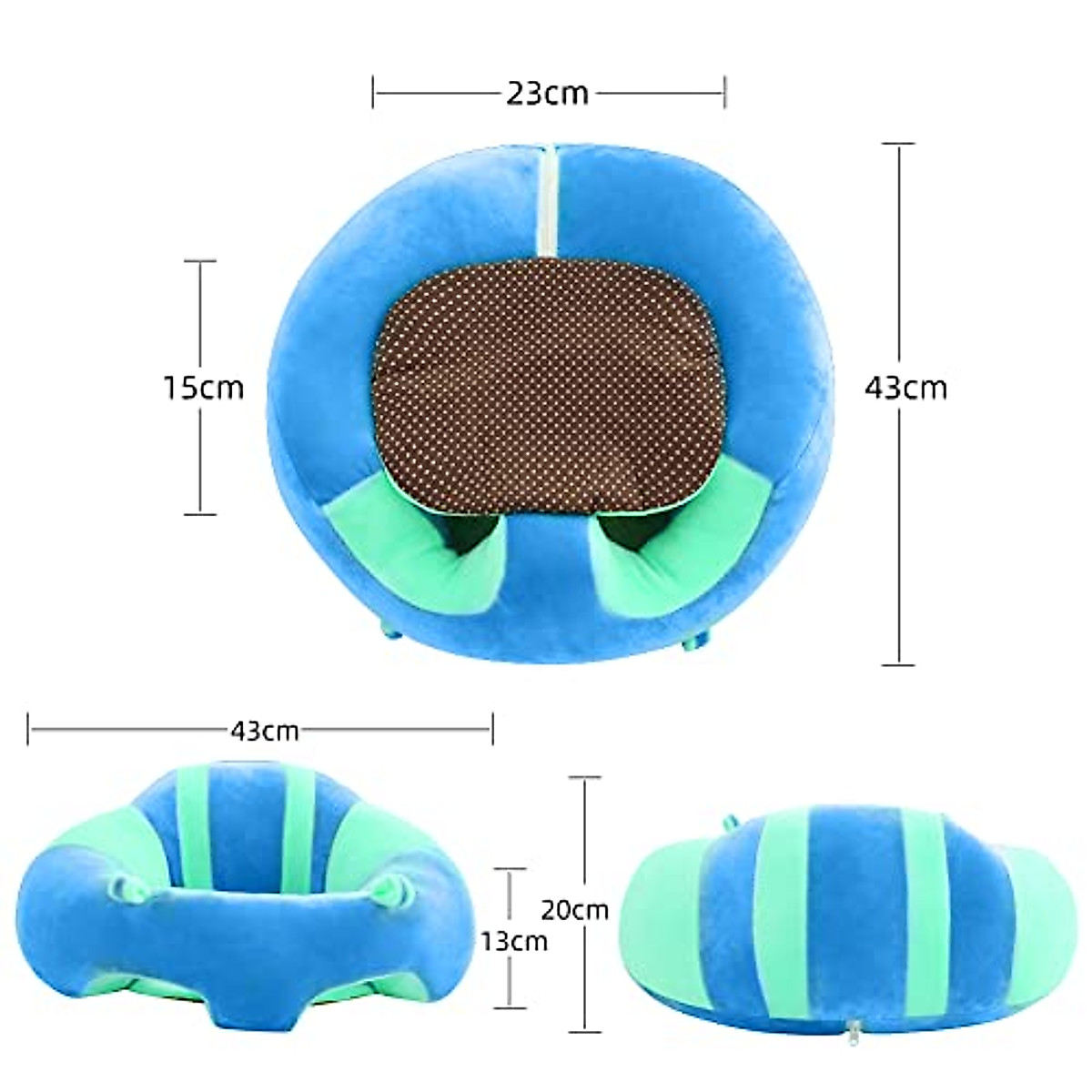 SealSee Baby Support Seat Sofa Plush Soft Animal Shaped Baby Learning to Sit Chair Keep Sitting Posture Comfortable for 3-16 Months Baby (Blue)