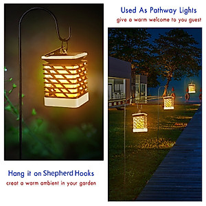 Espier Solar Lantern Outdoor Hanging 75 LED Dancing Flame Effect Solar Table Lights Umbrella Lights for Pathway Patio Yard Garden Decorative Waterproof Auto On/Off