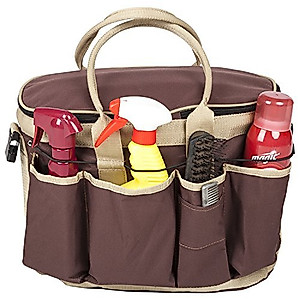 Huntley Equestrian Deluxe Grooming Bag Perfectly Designed Easy Access Multi Pocket Zipper Top Closure Double Handles Shoulder Strap Exterior Pockets - Brown