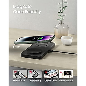 Magnetic Wireless Charging Pad, GEEKERA 2 in 1 Magnetic Wireless Charger for Apple, Compatible with iPhone 14/13/12 Series, Apple Watch Ultra/8/7/6/SE/5/4/3, AirPods 3/Pro 2 (ONLY for Apple Products)