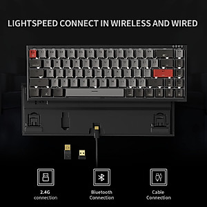 Hexgears PowerBlade X1 Pro Wireless Mechanical Keyboard, 3-Mode Connectivity, 65% Gaming Keyboard, Double-Shot PBT Pudding Keycaps, Hot-Swappable Kailh Box Switches, N-Key Rollover, Wrist Rest
