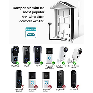 XTU Solar Charger for Video Doorbell, Compatible with Doorbell 2nd Gen (2020 Release), and All Battery-Powered doorbells Cameras (with Micro USB Port), Waterproof Continuous Charging