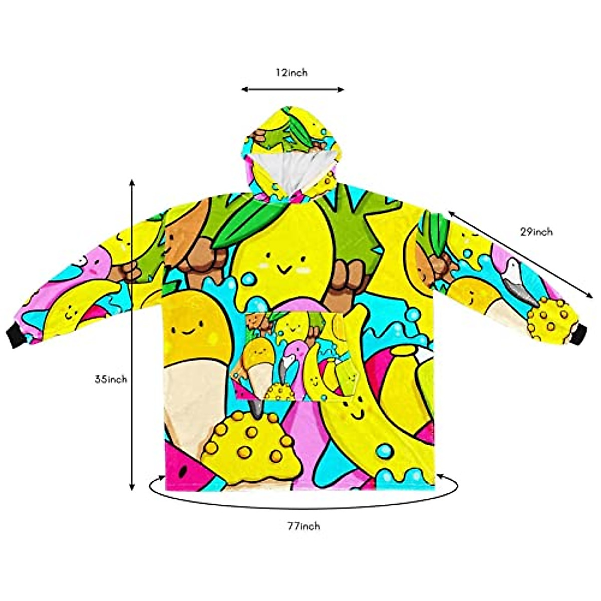Summer Flamingo Wearable Blanket Hoodie,Oversized Hooded for Women,Comfy Sweatshirt