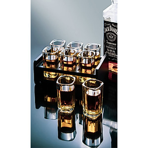 GLASKEY Shot Glass Set of 6, 2oz Clear Glass Dishwasher Safe Lead-free Heavy Base Shot Glasses for Whiskey Vodka Espresso Coffee Small Desserts Candle-Making