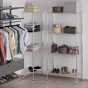 Regal Altair 18" Deep x 36" Wide x 74" High 4 Tier Chrome Wire Shelving Kit | NSF Commercial Storage Rack Unit