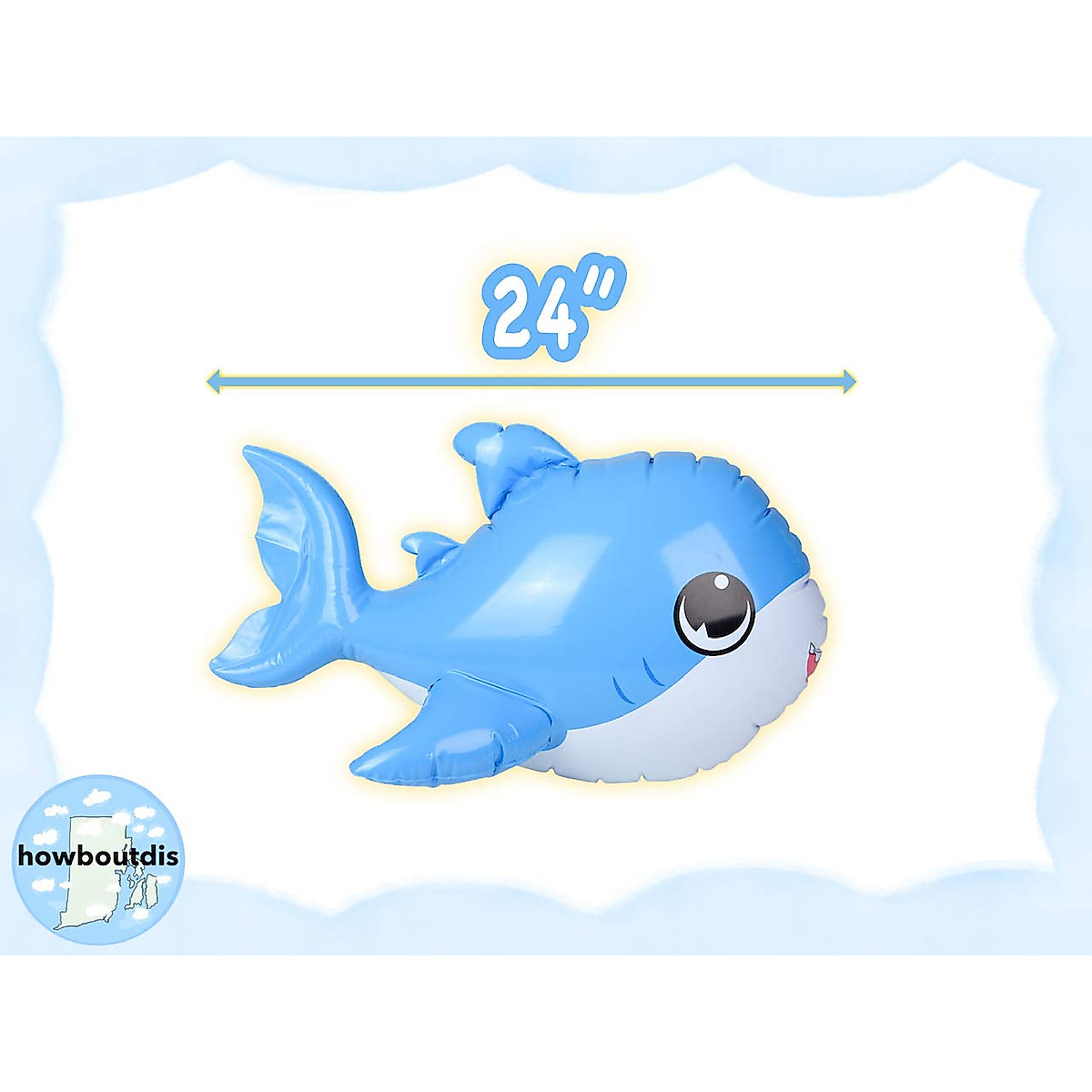 Three Pack of Fun 24 inch Inflatable Pup Sharks- Blue - Light Blue and Pink - Perfect for Birthday Parties Pool Parties or even Bathtub Play - Everyone will Love these Cute Inflates!