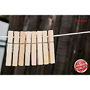 Eldorado Clothespins, Natural Wood, 3" x 0.5" inches, Super Value Pack of 1,000 for Multipurpose Everyday Clothing, Laundry, Drying, Crafts, and DIY Projects, Size XL. (1000)