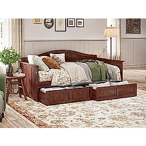 AFI, Nantucket Twin Size Wood Daybed Frame with 2 Storage Drawers, Walnut (Brown)
