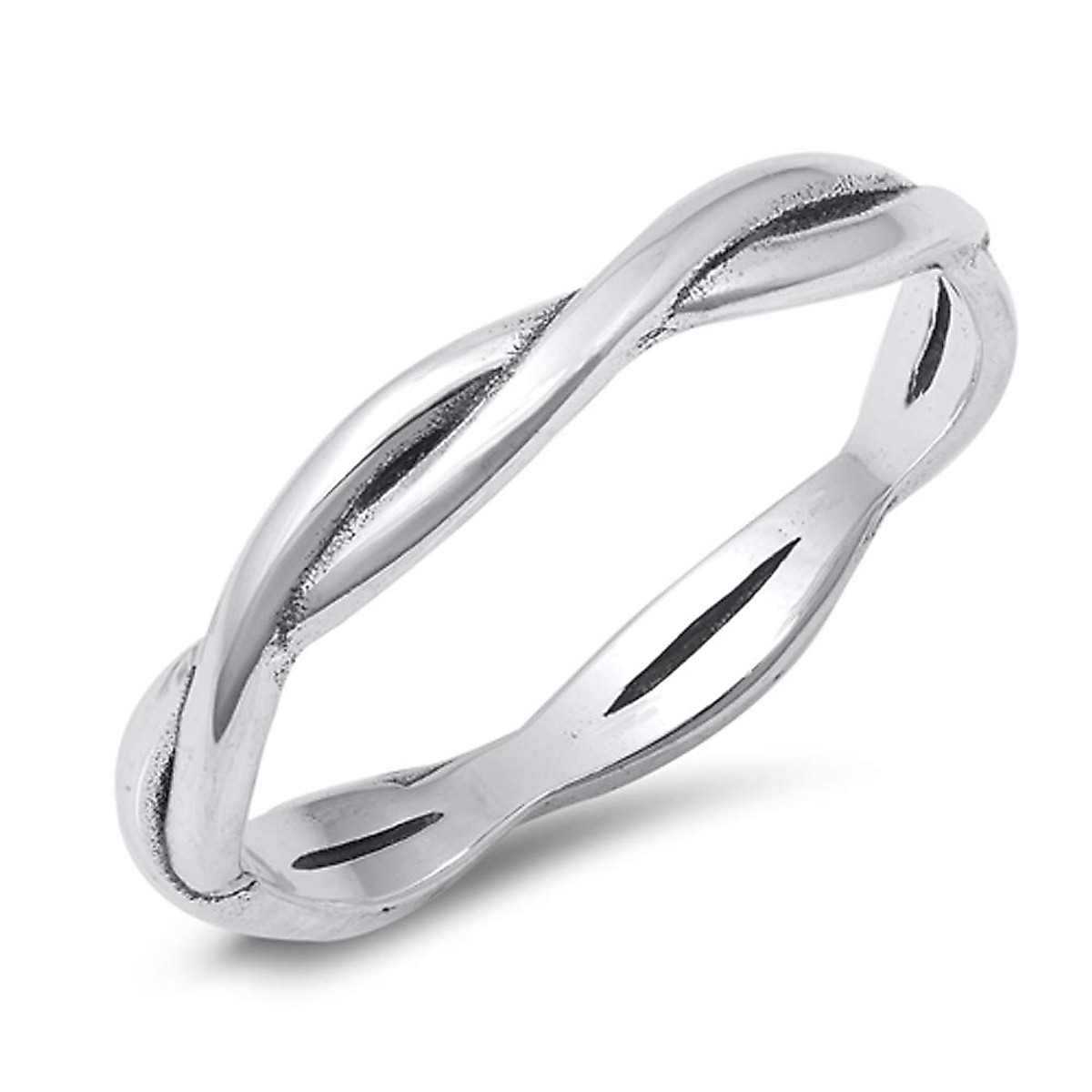 Simple Twist Ring New .925 Sterling Silver Band Size 10