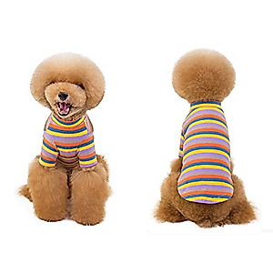 HOODDEAL Dog Striped Shirt Breathable Stretchy Puppy Bottoming T-Shirts Cozy Soft Cotton Knitted Elastic Pet Clothes Cat Costumes (XXL)