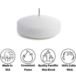CandleNScent Unscented Floating Candles | Large 3 Inch - Fits in 3 Inch Vase and Above | White| Floats On Water | Made in USA (Pack of 36)