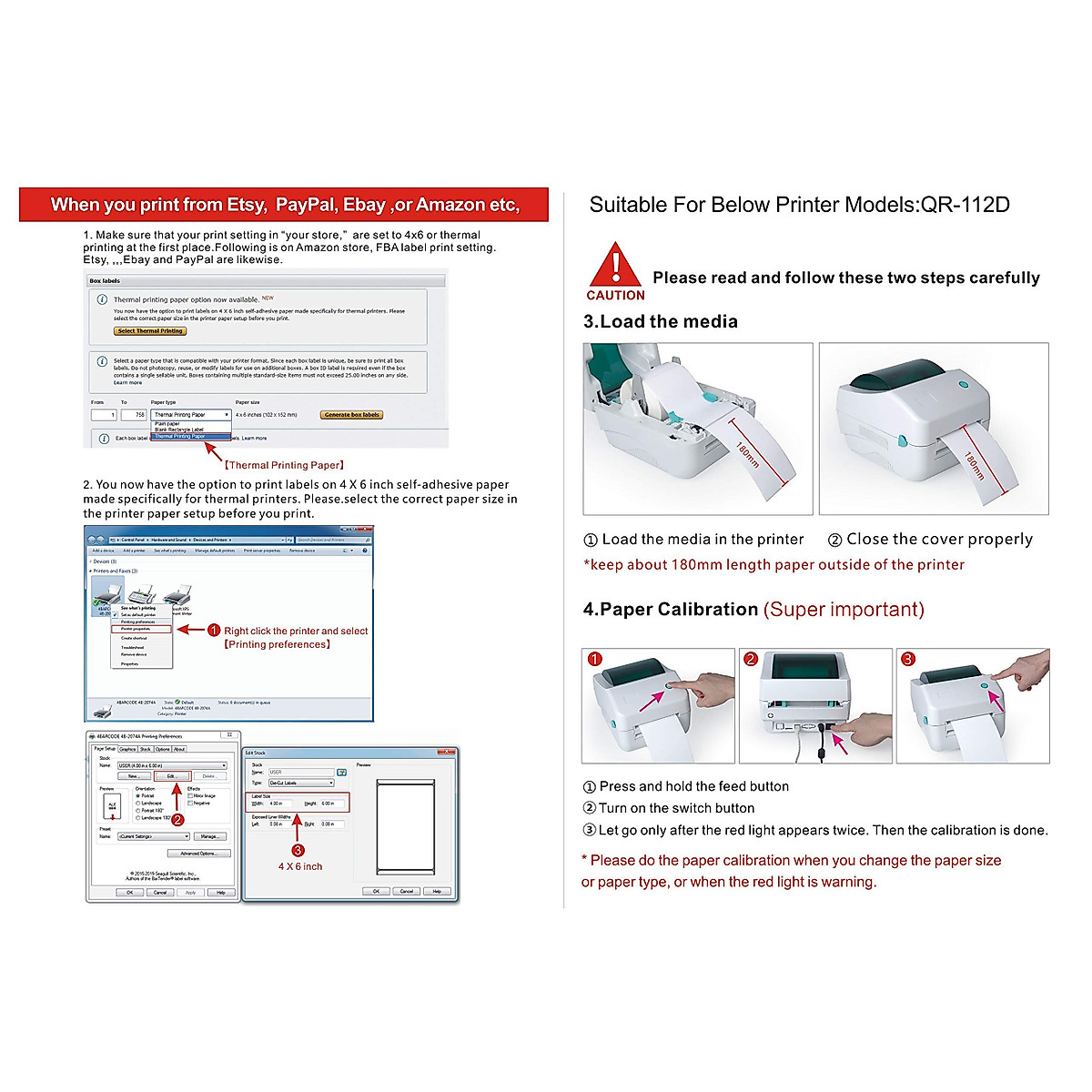 Shipping Label Printer ( Windows 7 or higher Only ) ( No ChromeBook ) Direct Thermal High Speed Printer - Compatible with Amazon, Ebay, Etsy, Shopify - 4×6 Label Printer & Multifunctional Printing