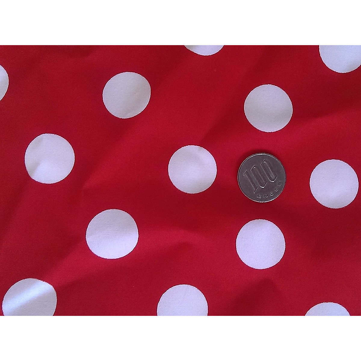 布人倶楽部（Fujin Club） Broad Polka-dot Print 日本製(Made in Japan) 42.5 inches (108 cm) Width (red, 59.1Inches)
