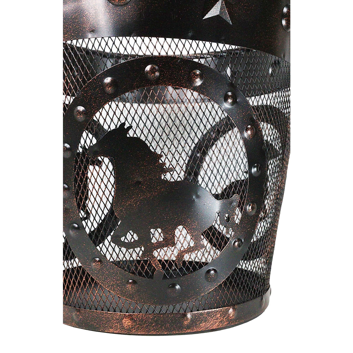 Ebros Rustic Western Galloping Horses with Raised Studs Stars and Braided Metal Rope Trim Wire Waste Basket Bin 12.75" Wide Home and Bathroom Accent Country Farmhouse Cowboy Decorative Trash Can