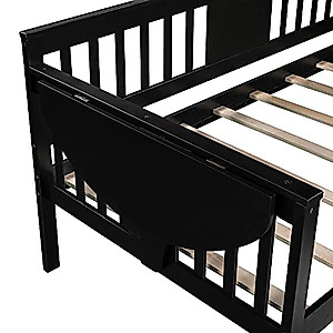 HomJoones Daybed, Wood Day Bed Frame for Adults Twin Size Sofa Bed for Bedroom, Living Room (Twin Espresso)