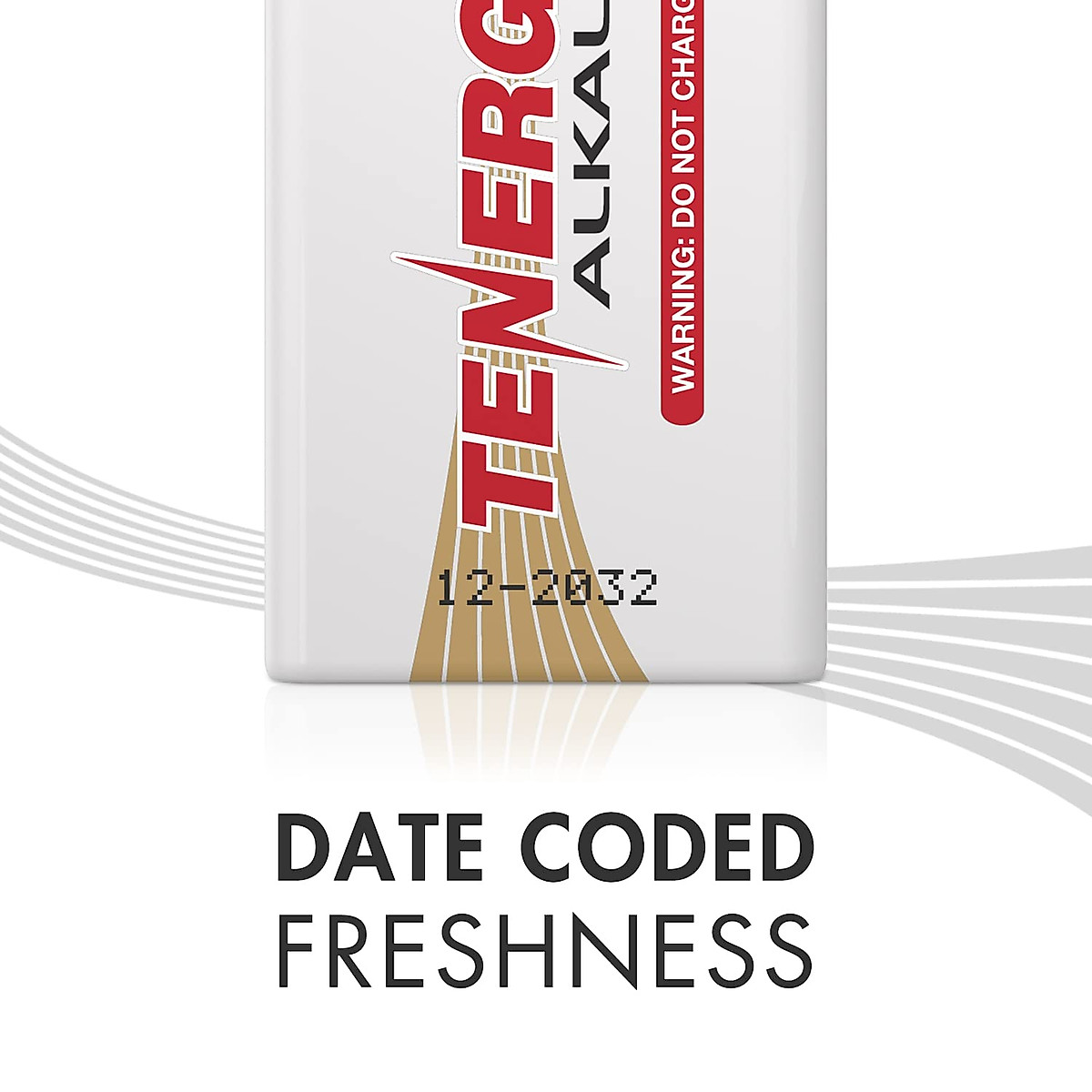 Tenergy 6LR61 9V Alkaline Battery, Non-Rechargeable Battery for Smoke Alarms, Guitar Pickups, Microphones and More, 12 Pack