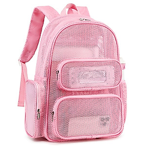 CAMTOP Mesh Backpack for Kids Girls Semi-Transparent See Through Sturdy School Bookbag Casual Daypack for Beach Swim Work Gym (Tie Dye Purple)