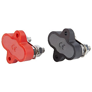 BELOMI 2PCS Battery Junction Block, 5/16" Insulated Power and Ground Battery Junction Post, M8 Dual Studs Power Distribution Block Terminal Post Bus Bar Accessories for Auto Car Marine Boat