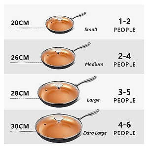 MICHELANGELO Frying Pan with Lid, Nonstick 8 Inch Frying Pan with Ceramic Titanium Coating, Copper Frying Pan with Lid, Small Frying Pan 8 Inch, Nonstick Frying Pans