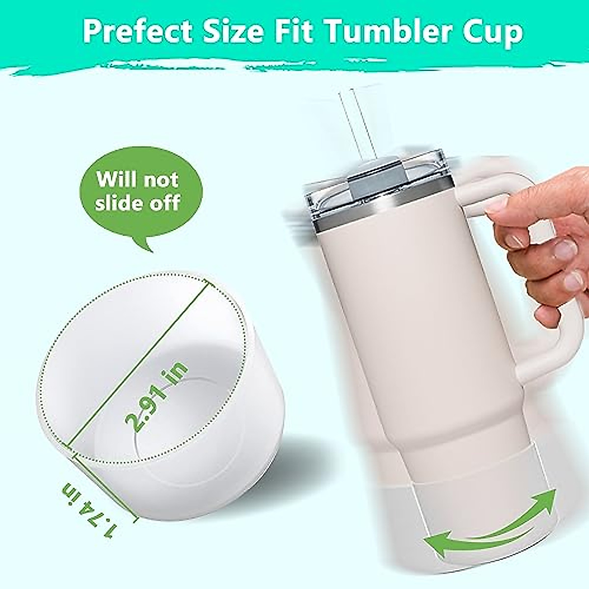 Silicone Boot Sleeve for Stanley Quencher 40 oz 30 oz Tumbler with Handle & for IceFlow 20oz 30oz, Protective Water Bottle Cup Bottom Bumper Cover for Stanley Tumbler Accessories, 2Pack