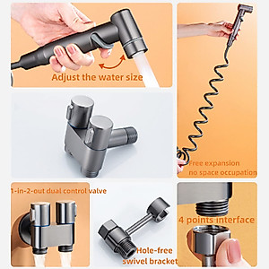 1-In-2-Out Dual Control Valve, Bathroom Faucet Double Handle Dual Control, Dual Control Valve for Bidet and Shower (dual control valve with faucet,black)