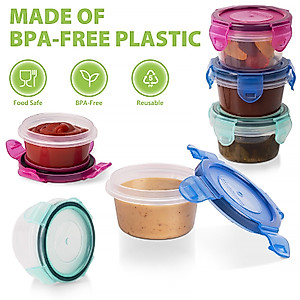Freshmage Condiment Containers with Lids, 6 Pack 2.7 oz Reusable Leakproof Salad Dressing Container To Go Mini Meal Prep Sauce Cups