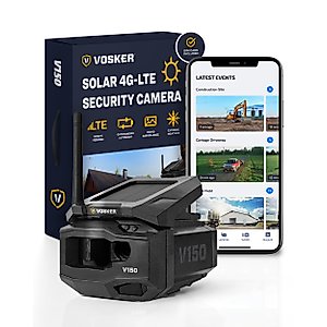 Vosker V150 Solar-Powered LTE Cellular Home Security Outdoor Camera | Motion Activated Sensor Nightvision Wireless Camera | Receive Photos on Your Mobile App (V150-US)