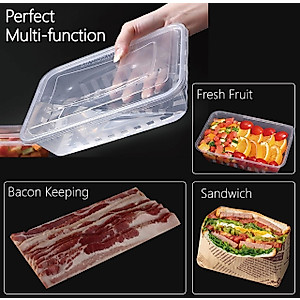 [50 PACK 50OZ] Disposable Meal Prep Container Large For Food, Plastic Storage Containers with Lids Freezer Microwave Dishwash Safe, Clear Bento Box Stackable BPA Free Reusable 1500ml