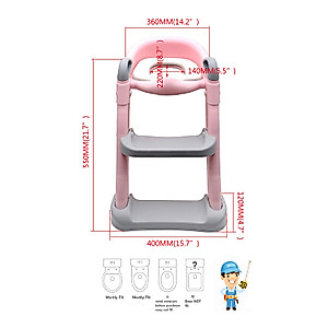HTTMT- Pink Toddler Potty Training Seat Ladder Step Toilet Girl Chair Infant Kids Bathroom Trainer [P/N: ET-BABY002-PINK]