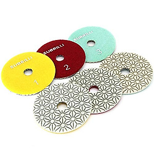 Dry/Wet 3 Step Diamond Polishing Pads 4-inch for Granite Marble Quartz Concrete