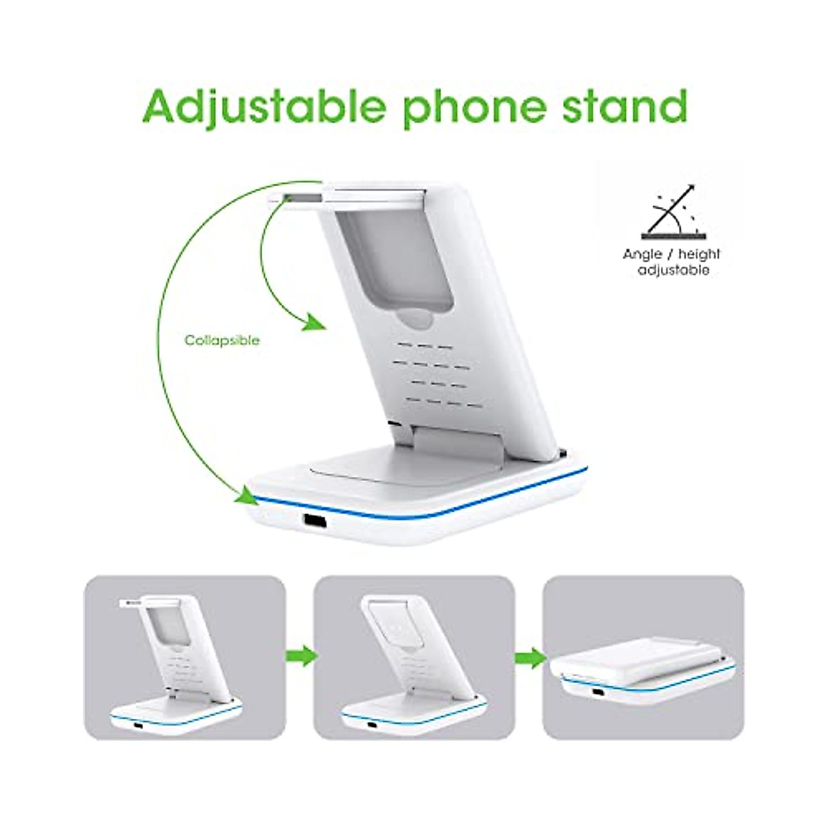 Wireless Charger for Multiple Apple Devices, 2022 Upgraded 3 in 1 Charging Stand Dock for iPhone 13/12/Pro Max/SE/11/X/XS/XR/8, Compatible for iWatch Apple Watch 6/5/4/3/2/SE AirPods Pro/2(White)