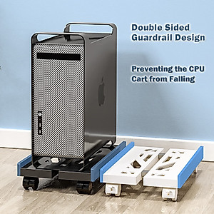 Kriico Computer Tower Cart, Adjustable Mobile CPU Stand, PC Tower Stand with Rolling Casters, CPU Raise Fits Most PC Gaming Office Desk Accessories(Black)