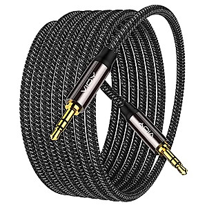 VIOY Aux Cable (15ft), [Copper Shell, Hi-Fi Sound] 3.5mm Male to Male Braided Auxiliary Cord Compatible with Headphone, Smartphone, Home/Car Stereo, Speaker, Echo & More……