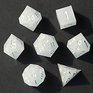 DND Dice Set MINI PLANET DND Dice Set for Dungeons and Dragons Sharp Edge DND Dice Resin DND Dice Polyhedral Dice Set Opal Color DND Dice Set Arctic Snow