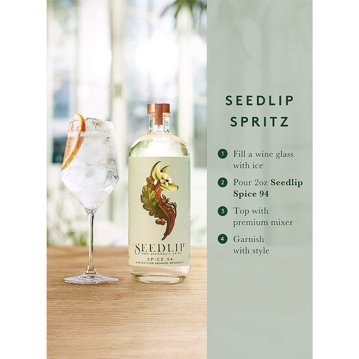 Seedlip Spice 94 - Non-alcoholic Spirit | Calorie Free, Sugar Free | Spirit Alternative | Alcohol Free Cocktails | 23.7fl oz (700ml)