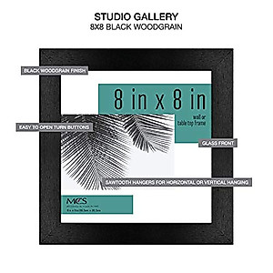 MCS Studio Gallery Frame, Black Woodgrain, 8 x 8 in , Single