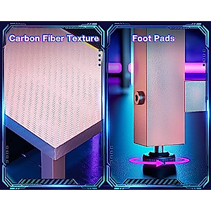 ODK L Shaped Gaming Desk, 51 Inch Computer Desk with Monitor Stand, PC Gaming Desk, Corner Desk Table for Home Office Sturdy Writing Workstation, Carbon Fiber Surface, Pink…