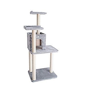 Gleepet GP78571022 Cat Tree, Real Wood Play House, Silver Gray,14 D x 27 6 W x 57 H