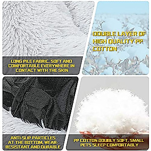 kimpets Dog Bed Calming Dog Beds for Small Medium Large Dogs - Round Donut Washable Dog Bed, Anti-Slip Faux Fur Fluffy Donut Cuddler Anxiety Cat Bed(20")