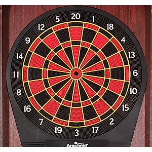 Arachnid Cricket Pro 800 Standing Electronic Dartboard with Cherry Finish, Regulation 15.5” Target Area, 8-Player Score Display and 39 Games Brown