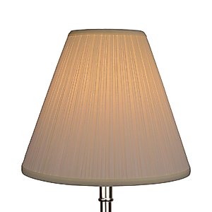FenchelShades.com Lampshade 6.5" Top Diameter x 15" Bottom Diameter x 13" Slant Height Lampshade with 11" Brass Harp and Finial (Pleated Mushroom Cream)