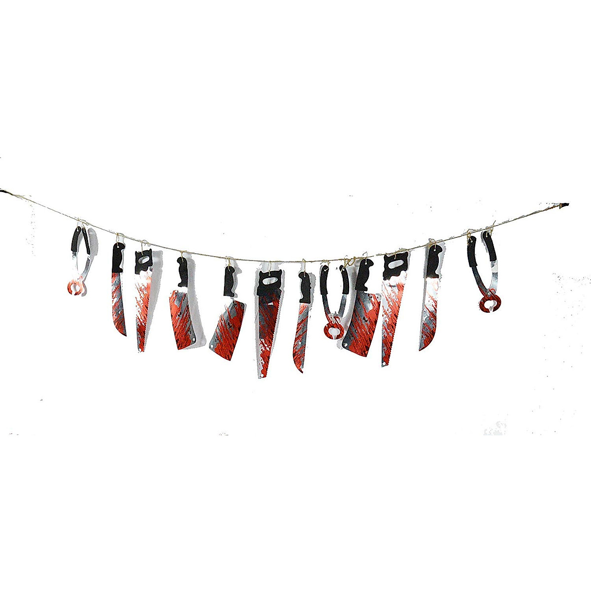 Spooktacular Creations Halloween Party Decoration Set, Including Bloody Tablecover, Weapon Garland, Bloody Clings and Caution Tapes, 5 Piece