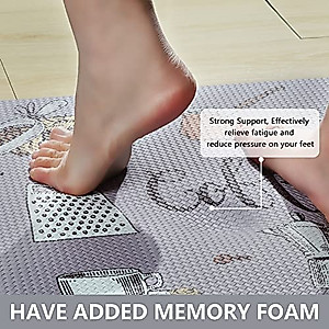 Alishomtll 2 PCS Kitchen Rugs and Mats,Cushioned Anti-Fatigue Kitchen Rugs, Waterproof Non-Slip Kitchen Mats, Washable Coffee Time Kitchen Mats for Floor Kitchen Laundry Office (17.3"x30"+17.3"x47")