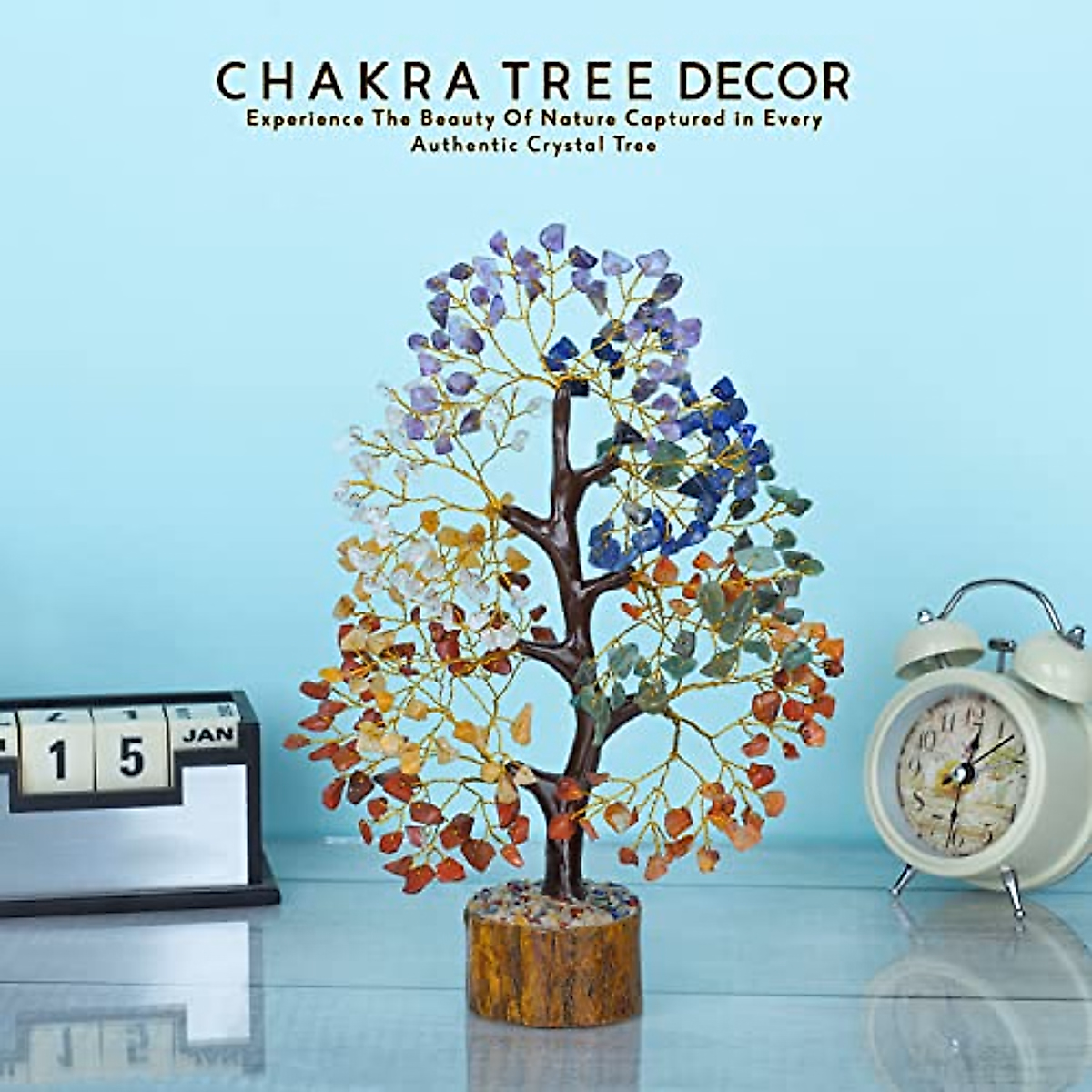 Seven Chakra Tree - Gemstone Tree - Feng Shui Crystal - Crystal Tree for Positive Energy - Gifts for Spiritual People - Crystal Decor - Chakra Crystals